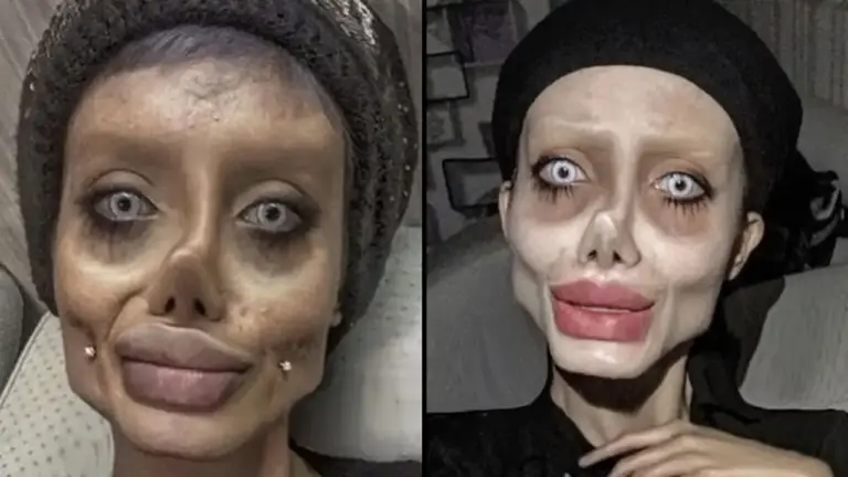 'Zombie' Angelina Jolie Lookalike Shows Off Her Real Face